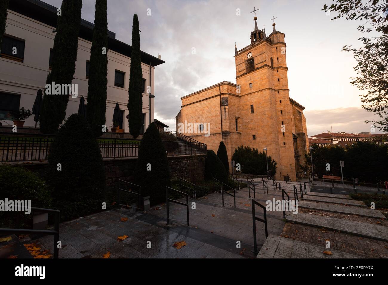View of Irun with the Juncal church; at the Basque Country Stock Photo ...