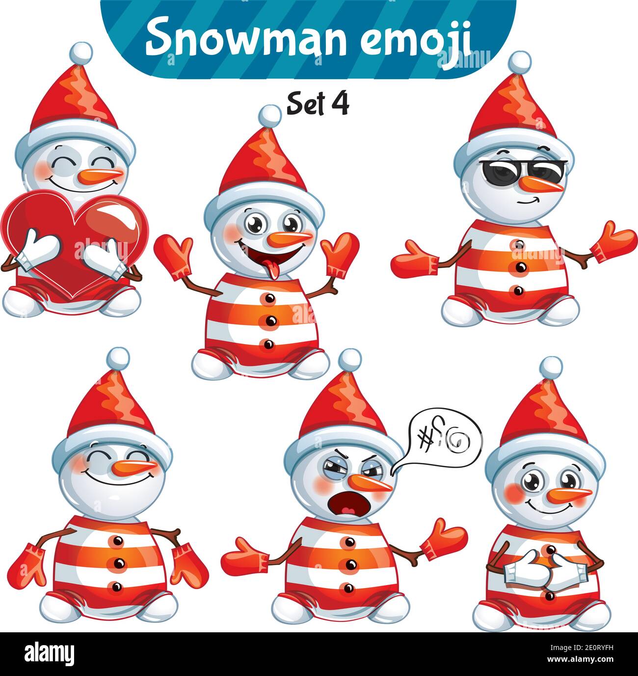 Vector set of cute snowman characters. Set 4 Stock Vector Image & Art ...
