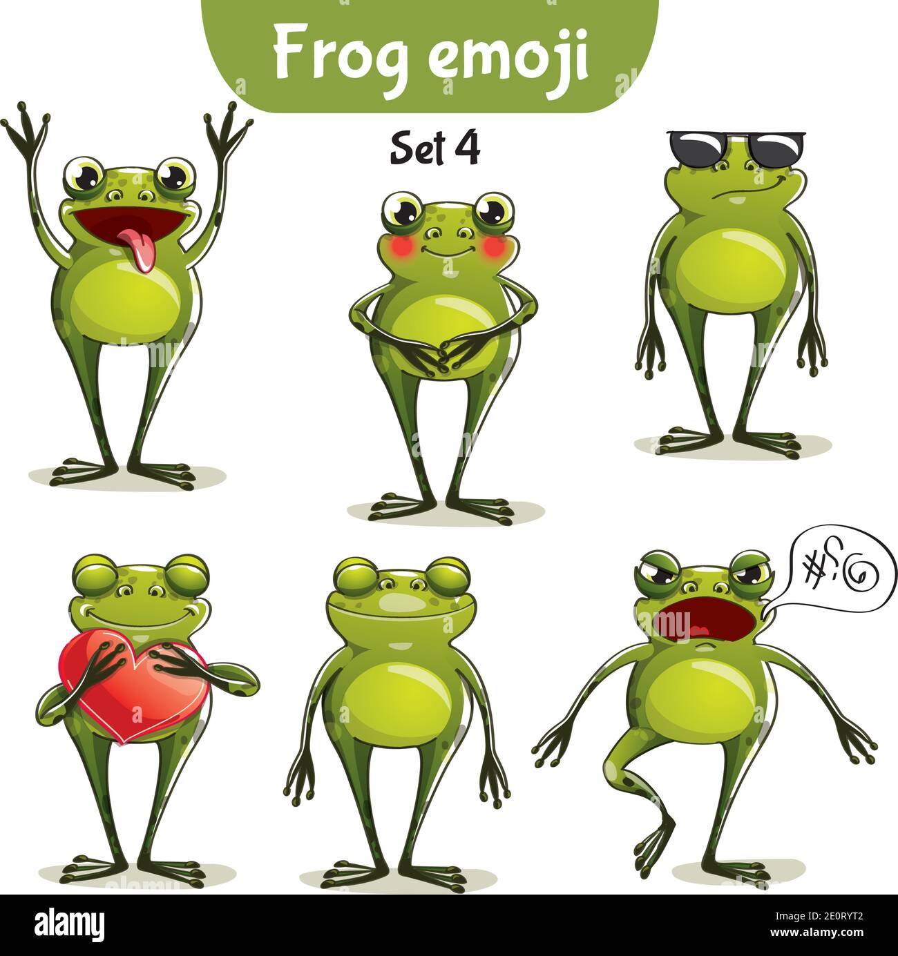 Vector set of cute frog characters. Set 4 Stock Vector Image & Art - Alamy