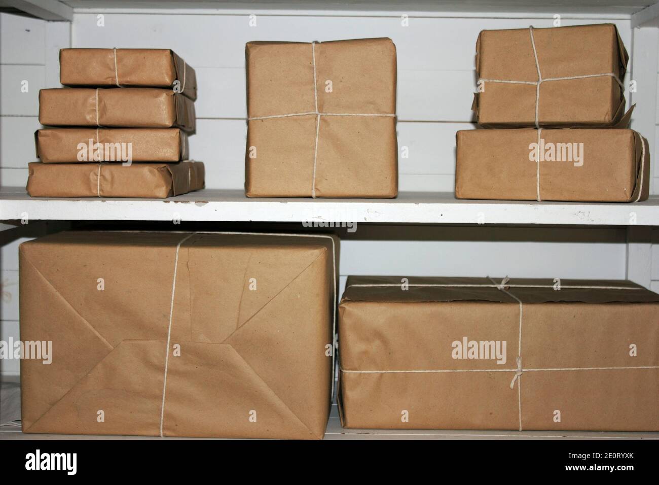 String wrapped parcels hi-res stock photography and images - Alamy