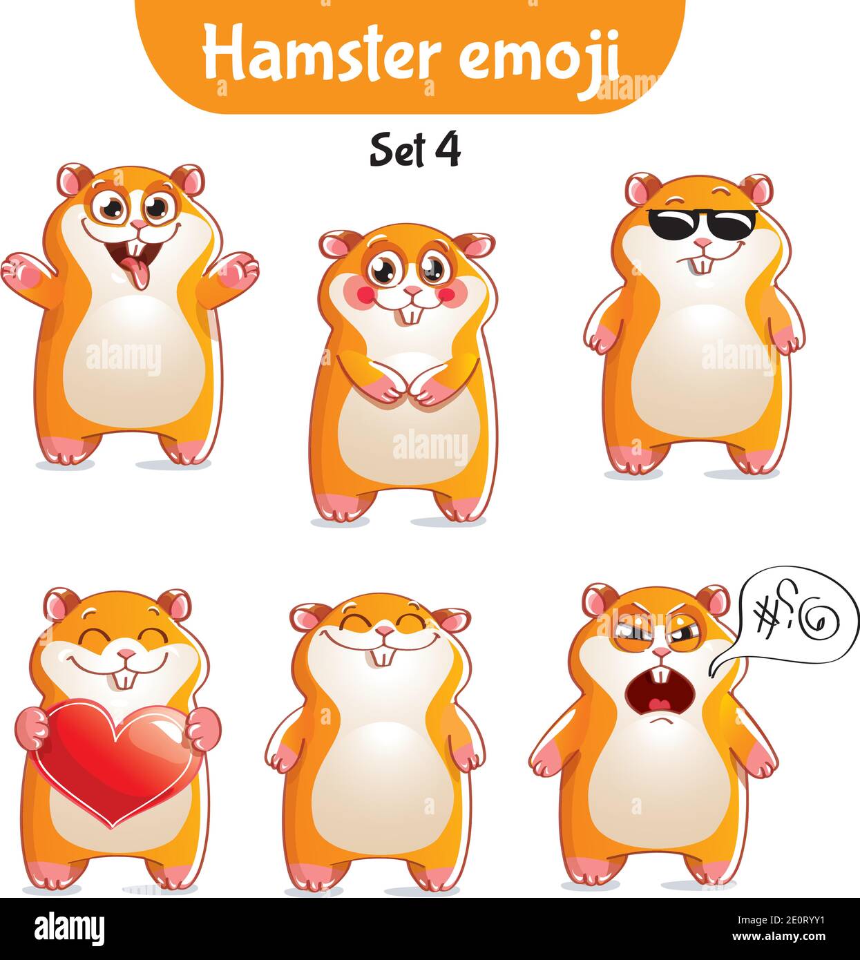 Vector set of cute hamster characters. Set 4 Stock Vector Image & Art ...
