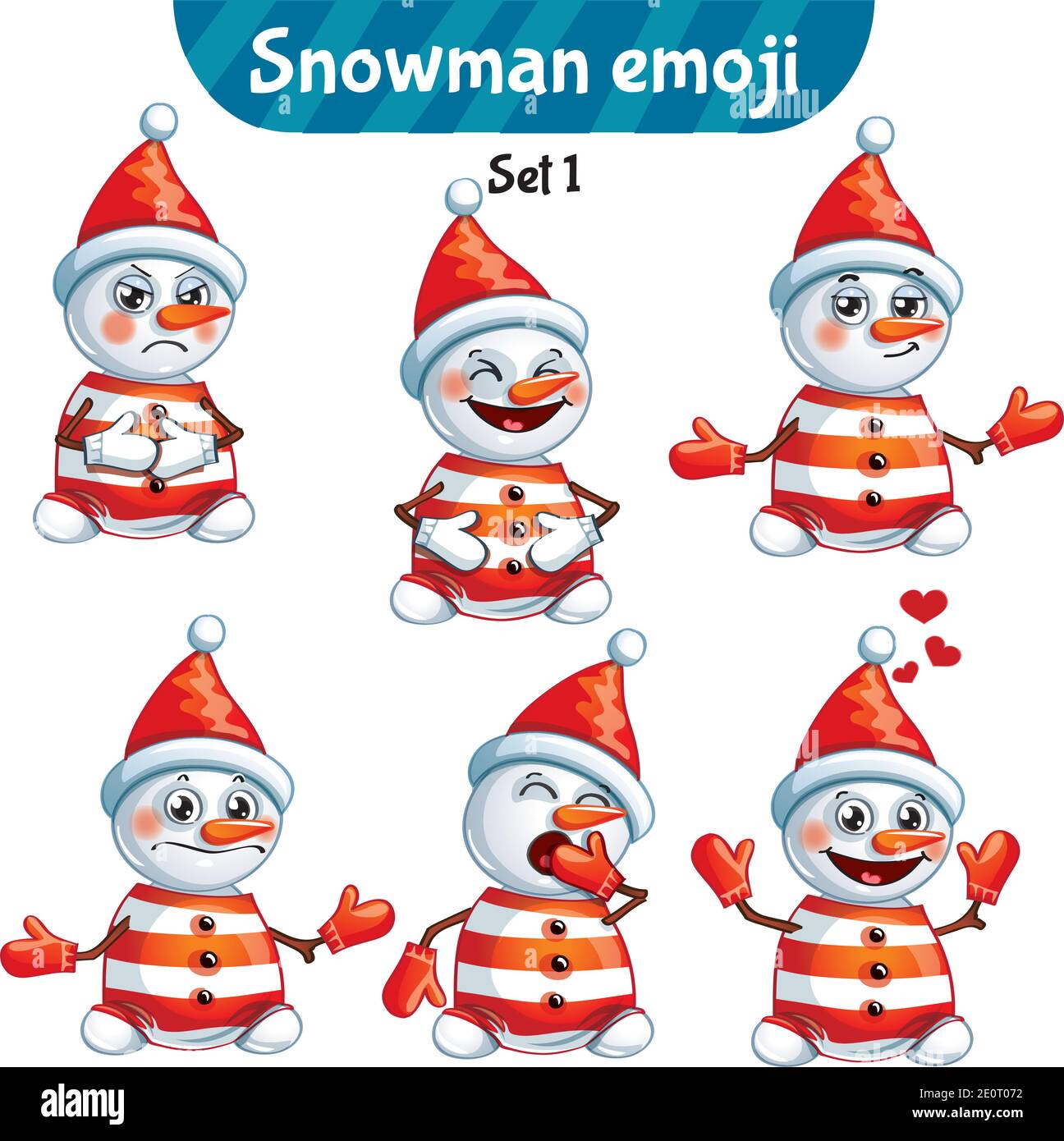 Vector set of cute snowman characters. Set 1 Stock Vector Image & Art ...