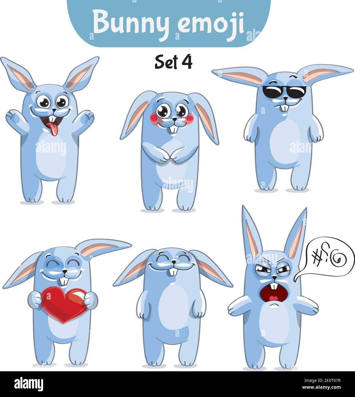 Vector set of cute rabbit characters. Set 4 Stock Vector Image & Art ...