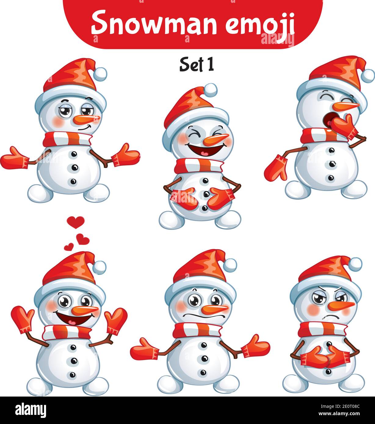 Vector set of cute snowman characters. Set 1 Stock Vector Image & Art ...