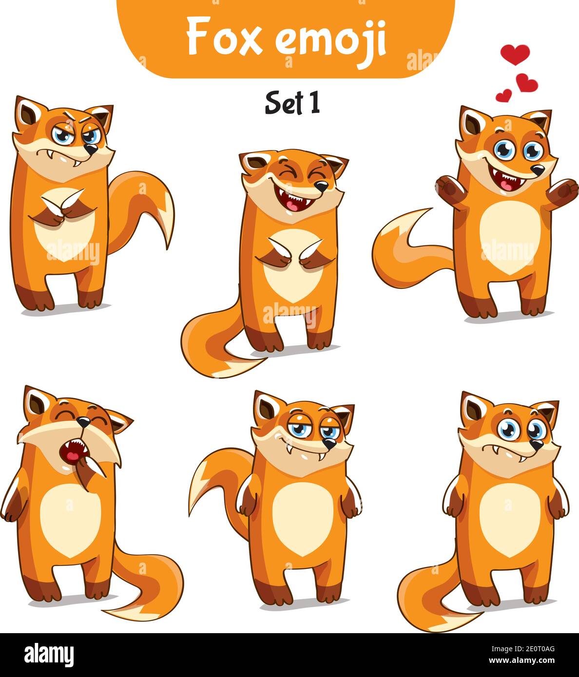 Vector set cute fox Cut Out Stock Images & Pictures - Alamy