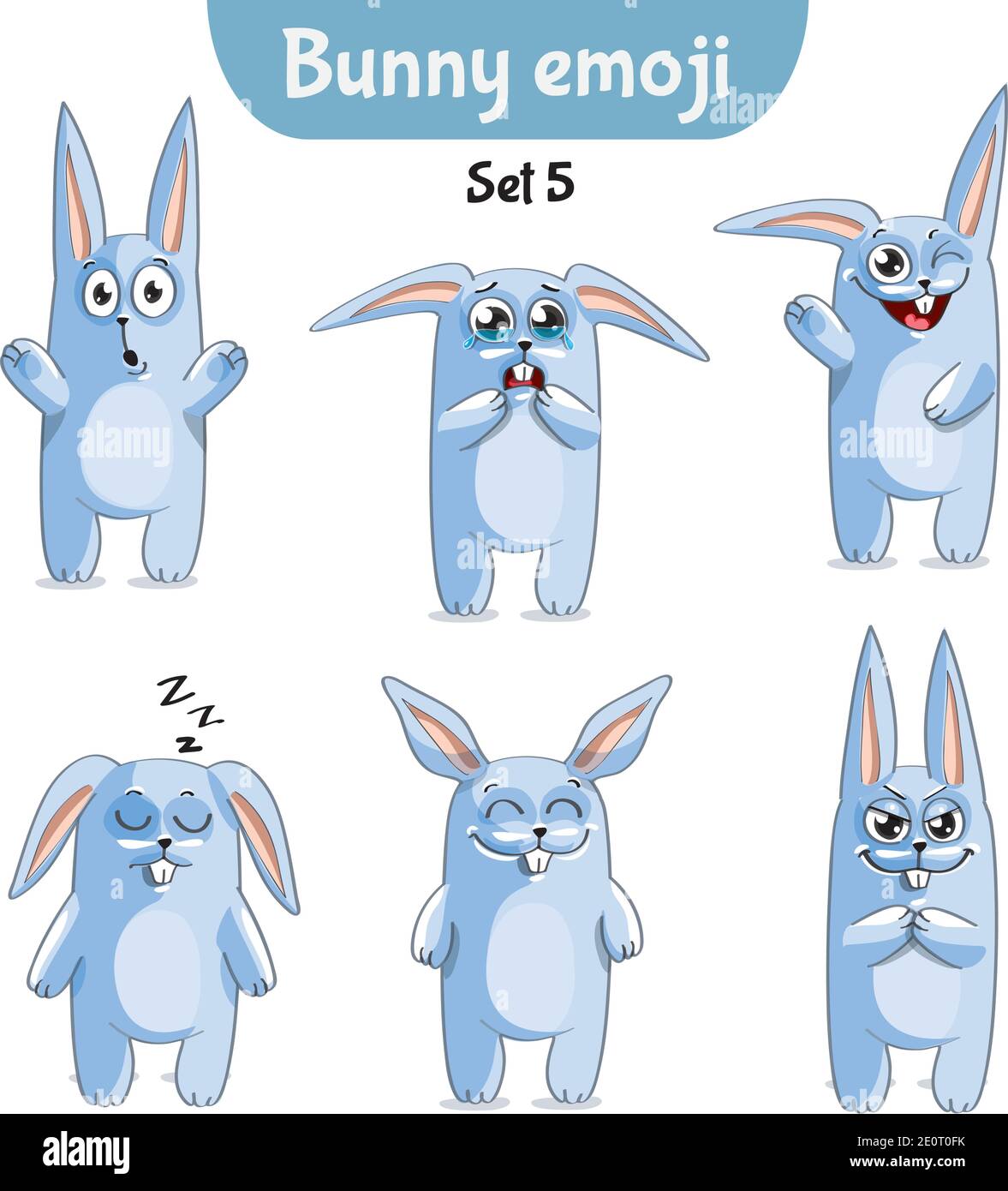 Vector set of cute rabbit characters. Set 5 Stock Vector Image & Art ...