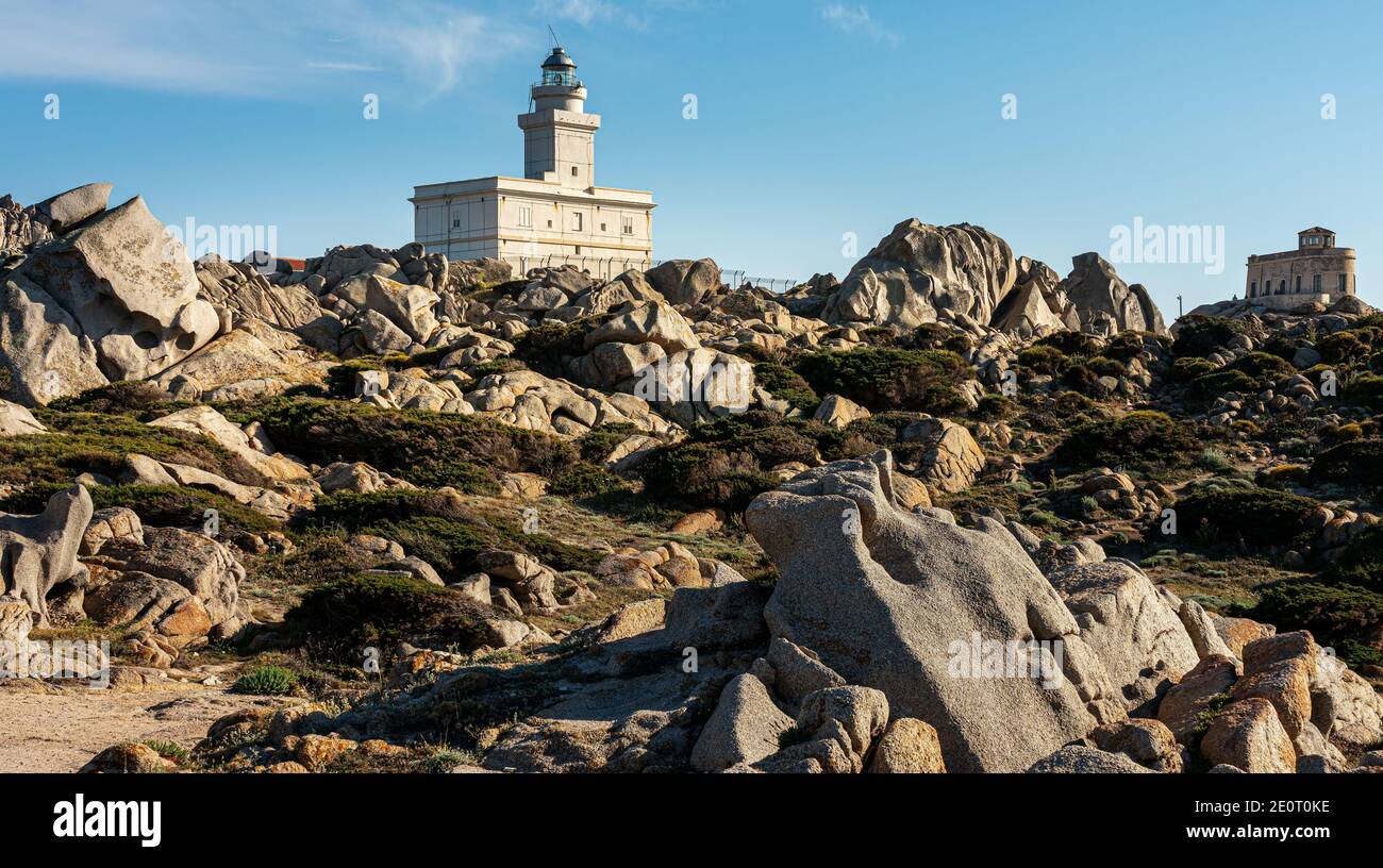 Lighthouse In Capo Testa In Sardinia, Italy Stock Photo - Alamy