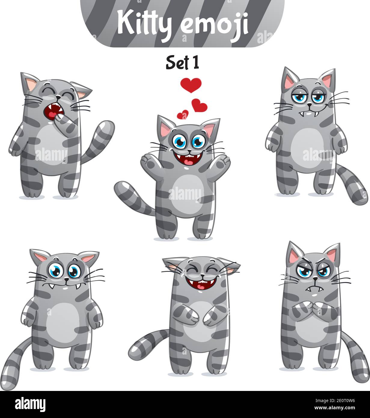 Vector set of tabby cat characters. Set 1 Stock Vector Image & Art - Alamy