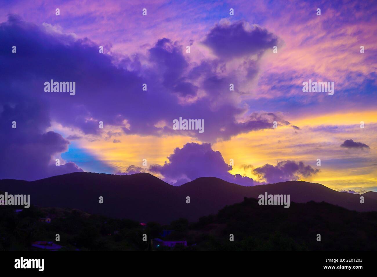 Beautiful colorful sunset during dusk Stock Photo - Alamy