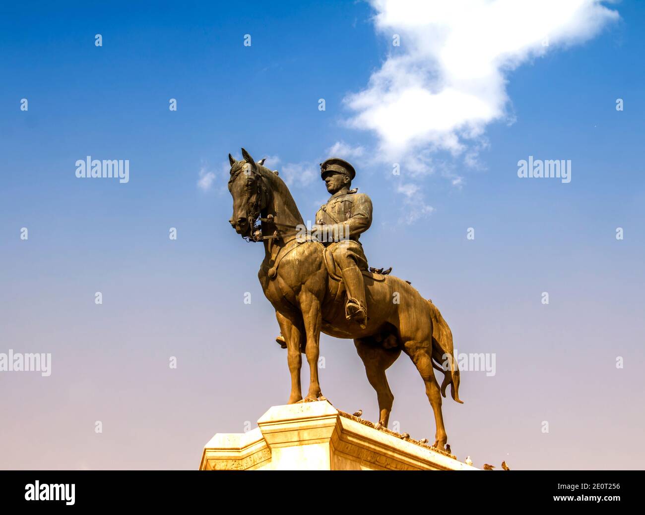The statue of Ataturk and national flags of modern Turkey in Ulus ...