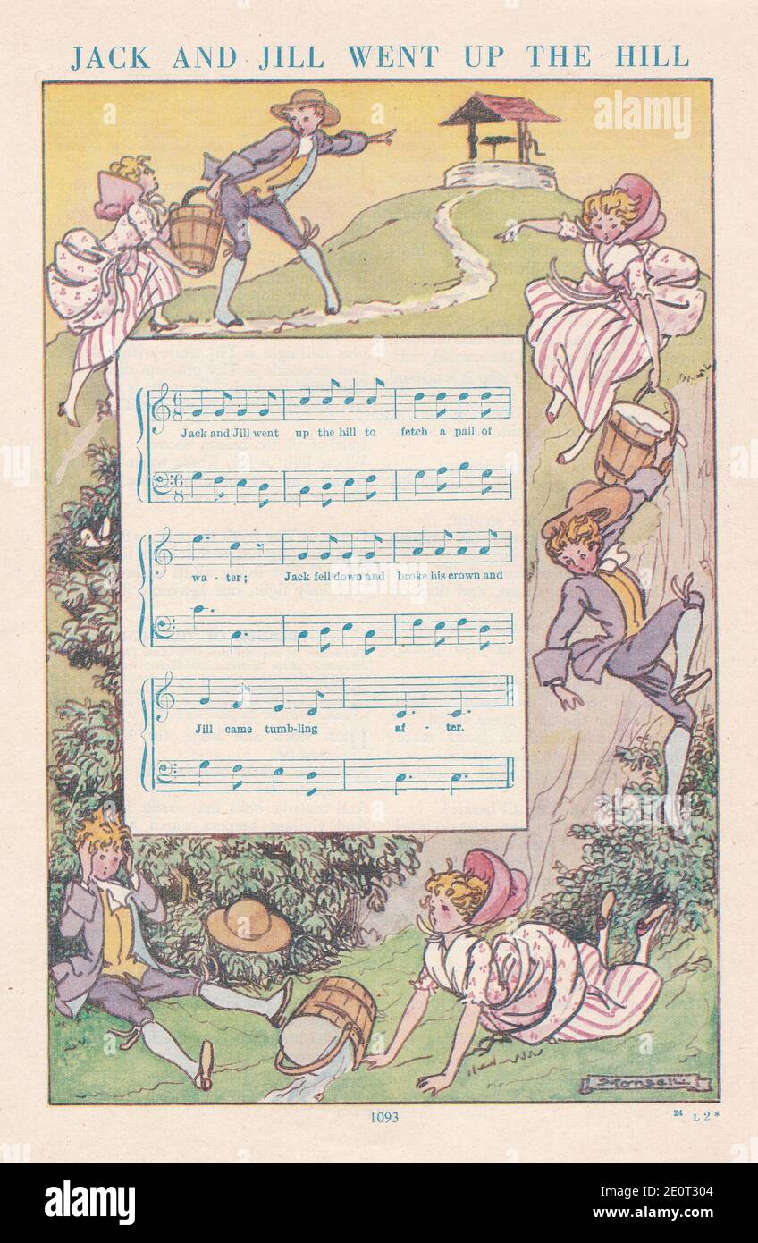 Vintage Nursery Rhyme - Jack and Jill went up the hill Stock Photo - Alamy