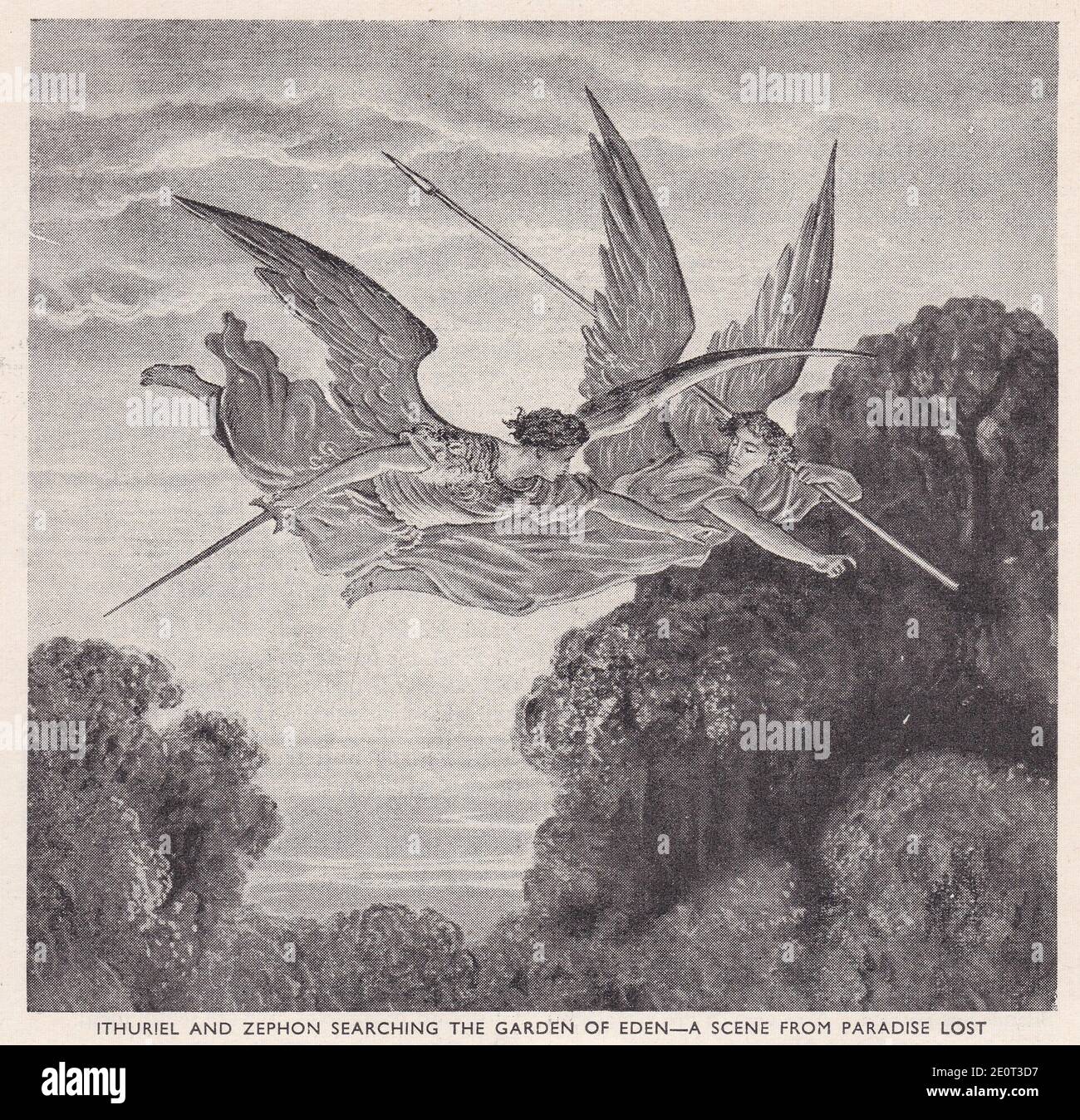 Ithuriel and Zephon searching the Garden of Eden - a scene from ...