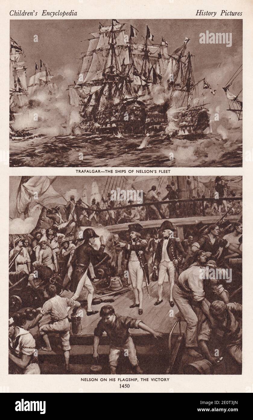 Trafalgar - The Ships of Nelson's Fleet / Nelson on his Flagship, The Victory Stock Photo - Alamy