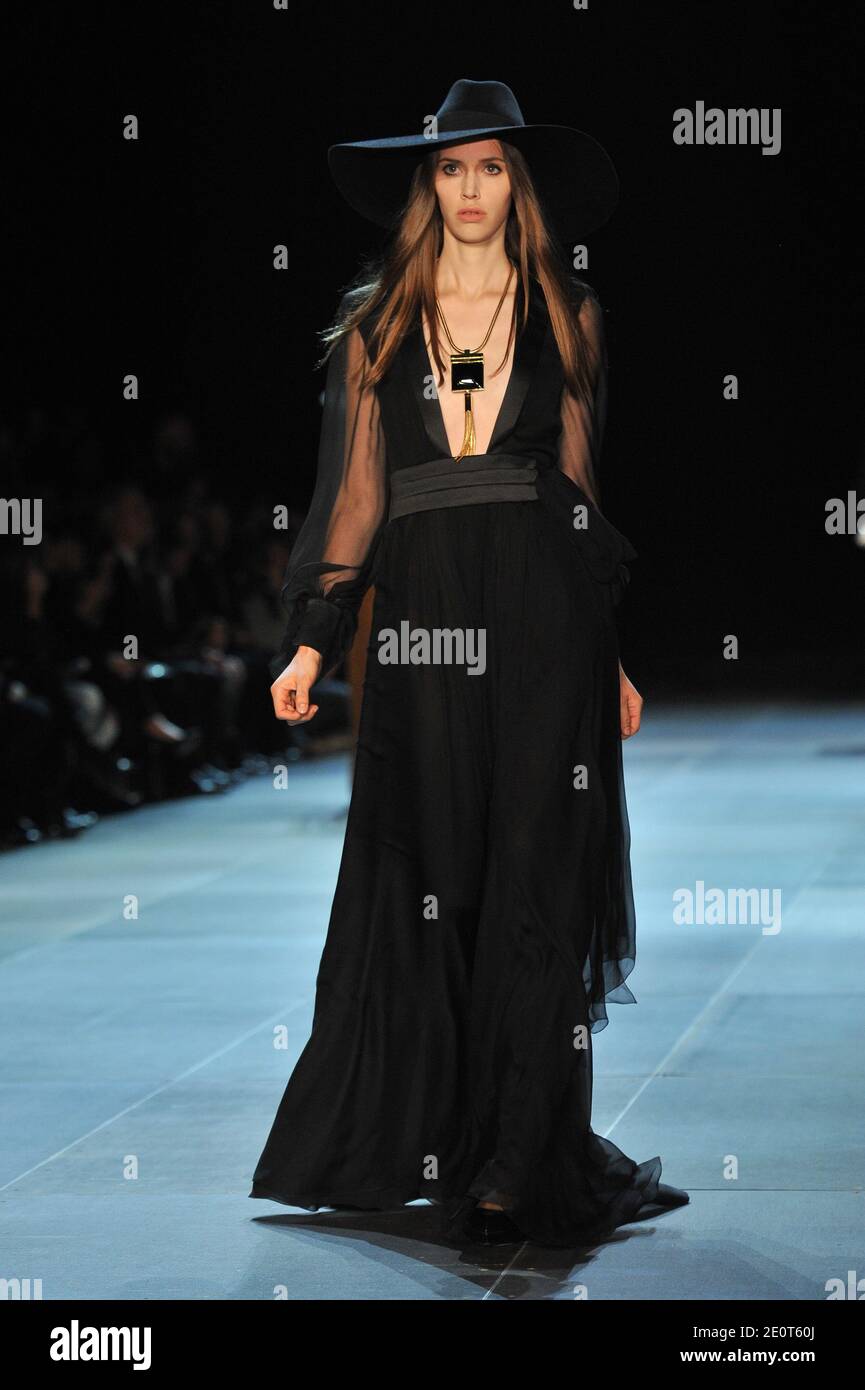 A model displays a creation by fashion designer Hedi Slimane for Saint ...