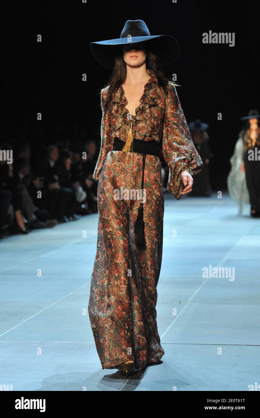 A model displays a creation by fashion designer Hedi Slimane for Saint ...