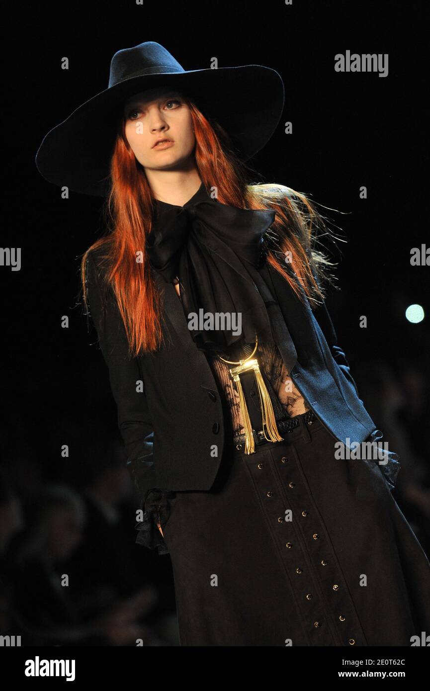 A model displays a creation by fashion designer Hedi Slimane for Saint ...