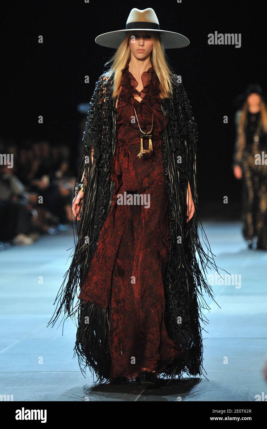 A model displays a creation by fashion designer Hedi Slimane for Saint ...