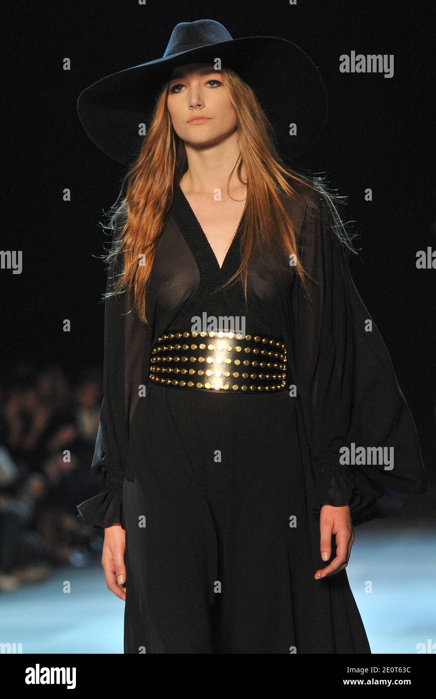 A model displays a creation by fashion designer Hedi Slimane for Saint ...