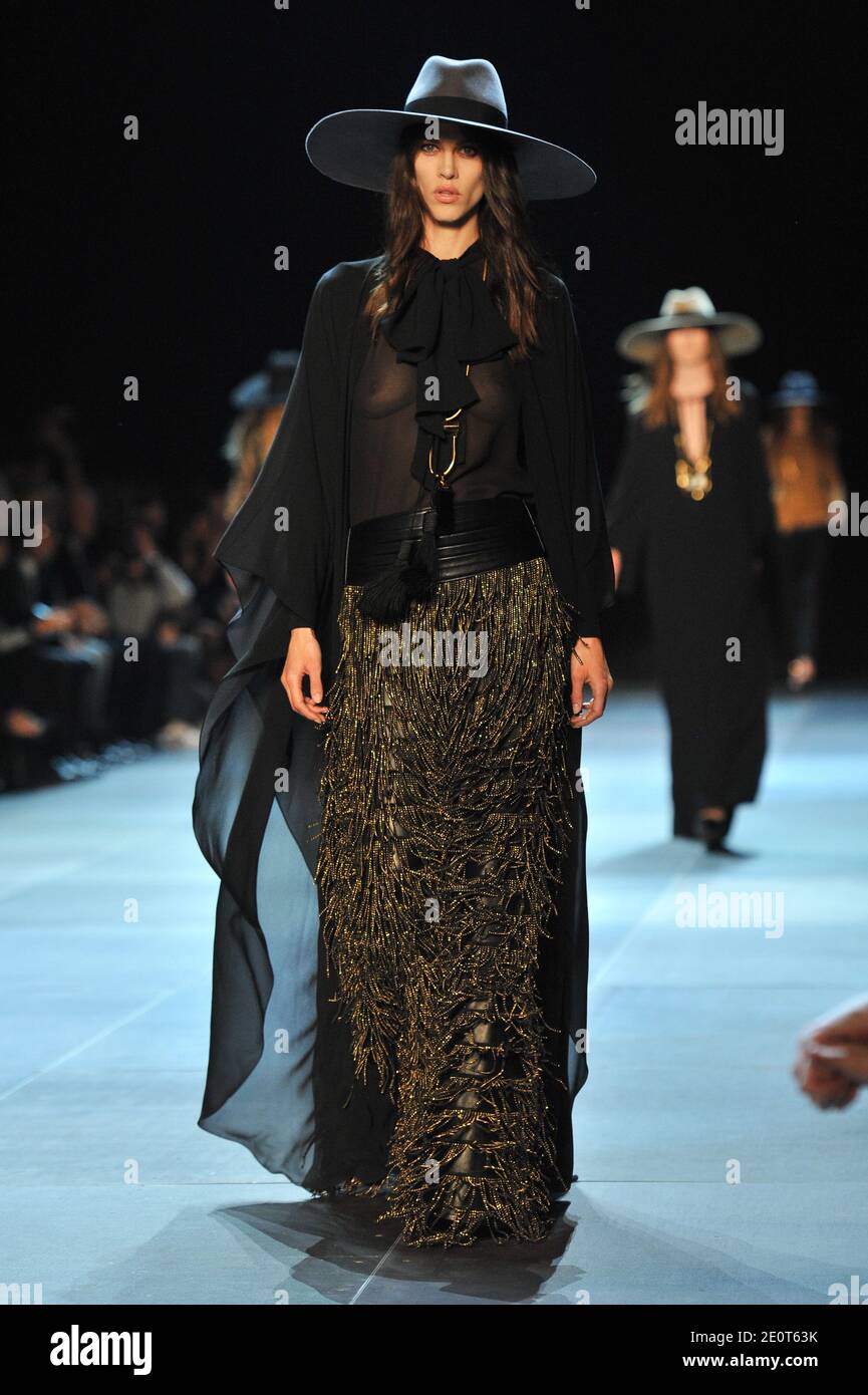 A model displays a creation by fashion designer Hedi Slimane for Saint ...