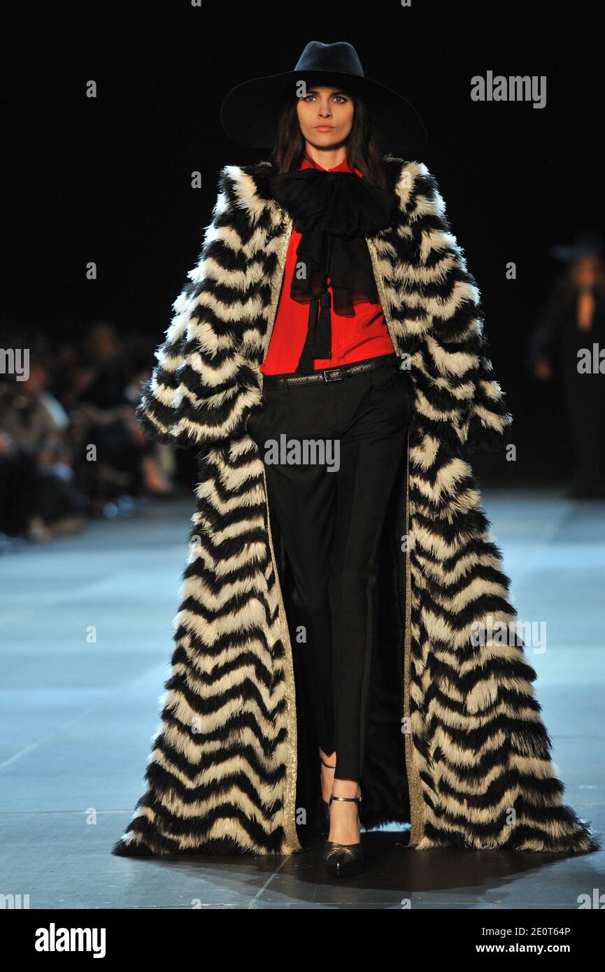 A model displays a creation by fashion designer Hedi Slimane for Saint ...