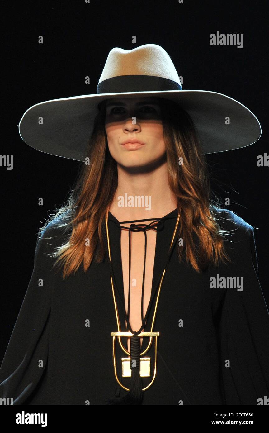 A model displays a creation by fashion designer Hedi Slimane for Saint ...