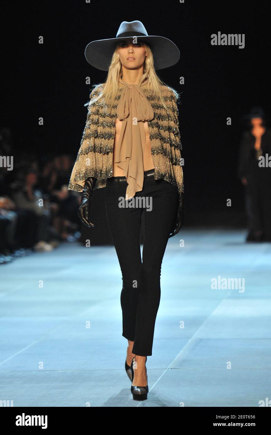 A model displays a creation by fashion designer Hedi Slimane for Saint ...