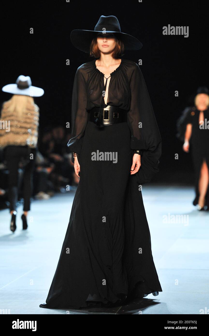 A model displays a creation by fashion designer Hedi Slimane for Saint ...