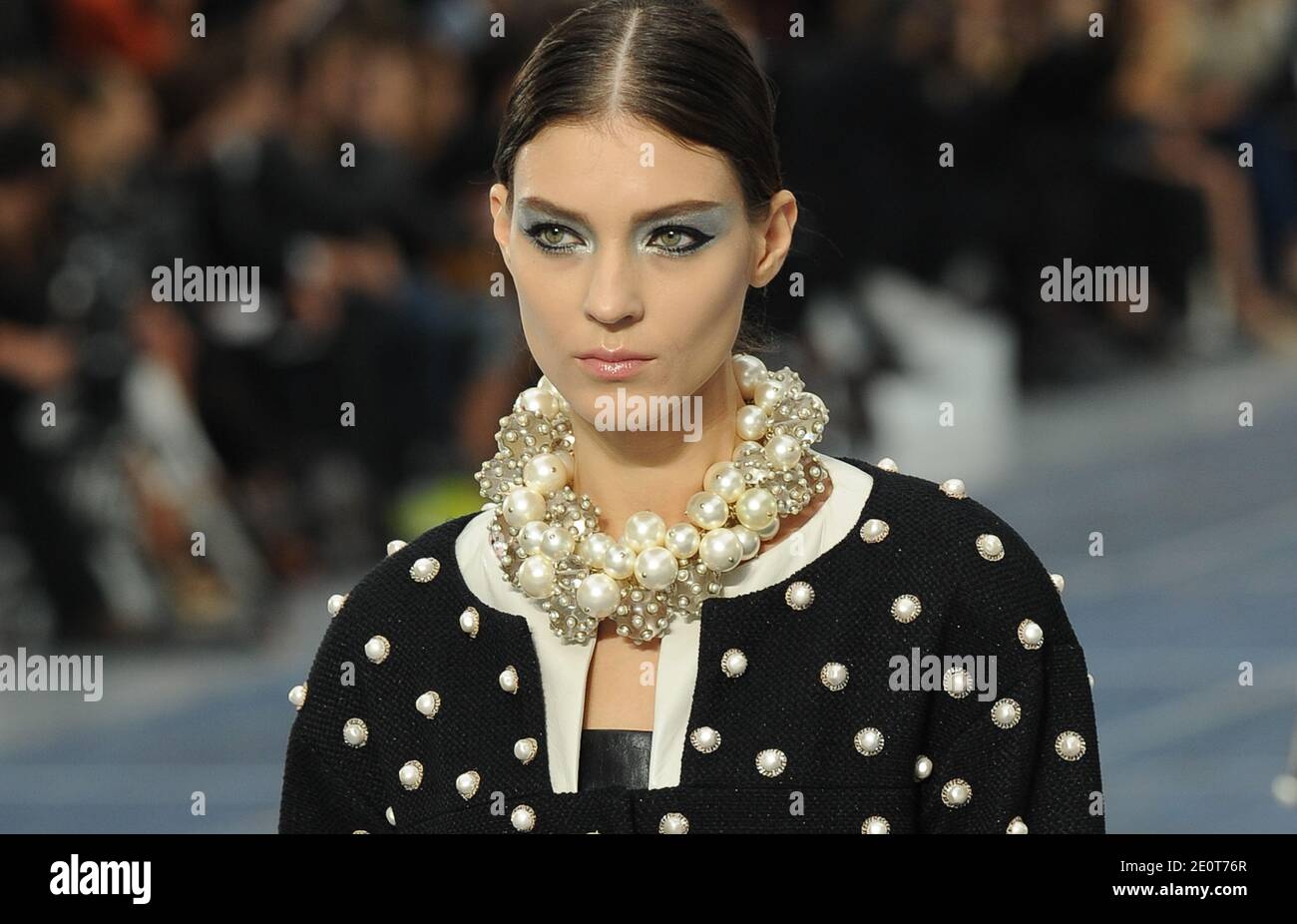 A model displays a creation by German fashion designer Karl Lagerfeld ...