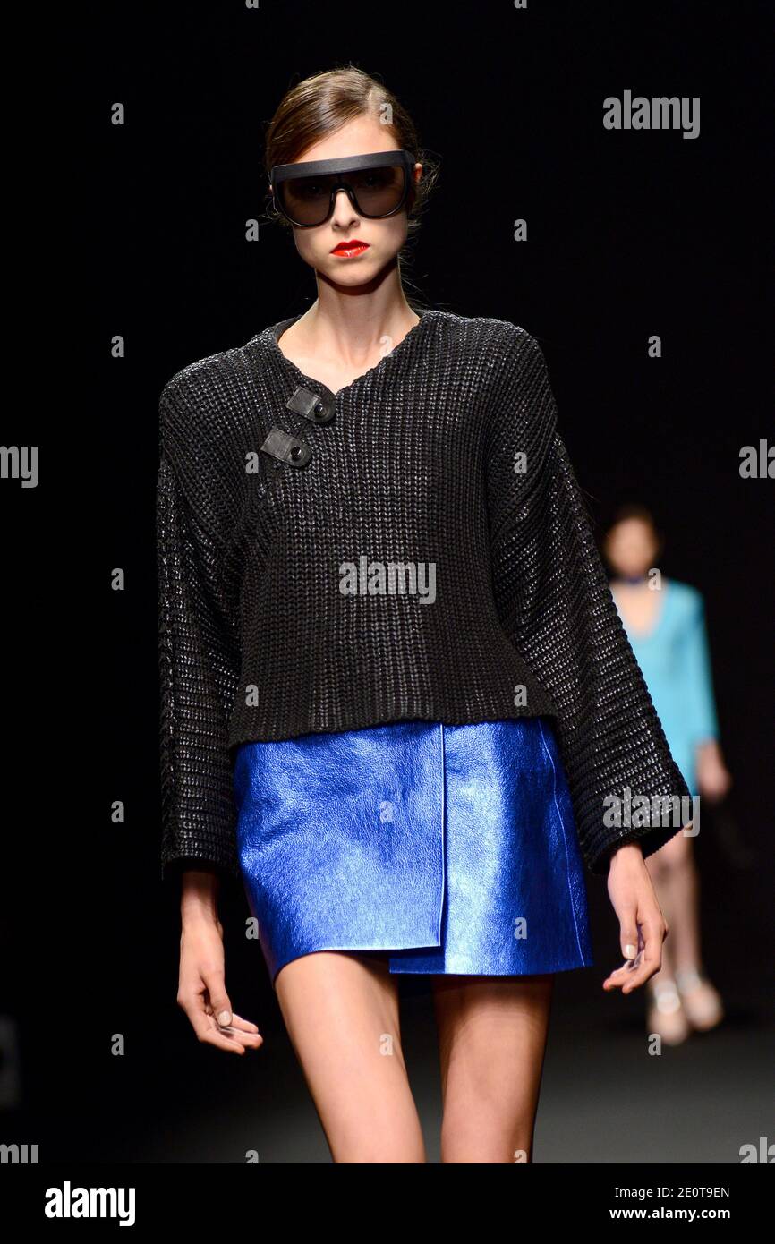 A model displays a creation by German designer Andrea Karg for the ...