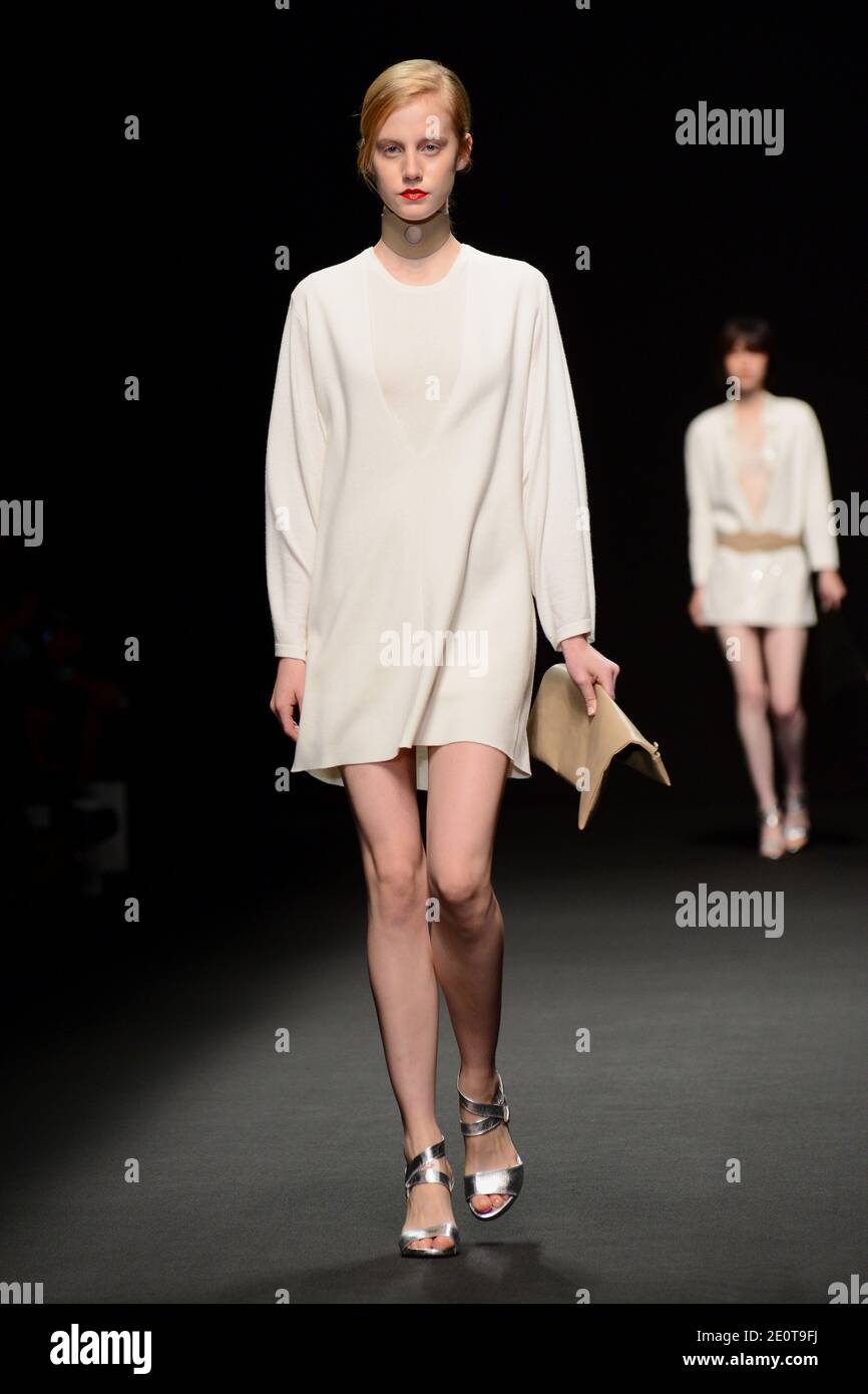 A model displays a creation by German designer Andrea Karg for the ...