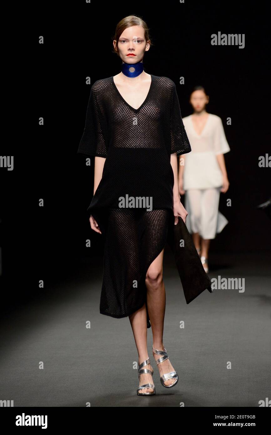 A model displays a creation by German designer Andrea Karg for the ...