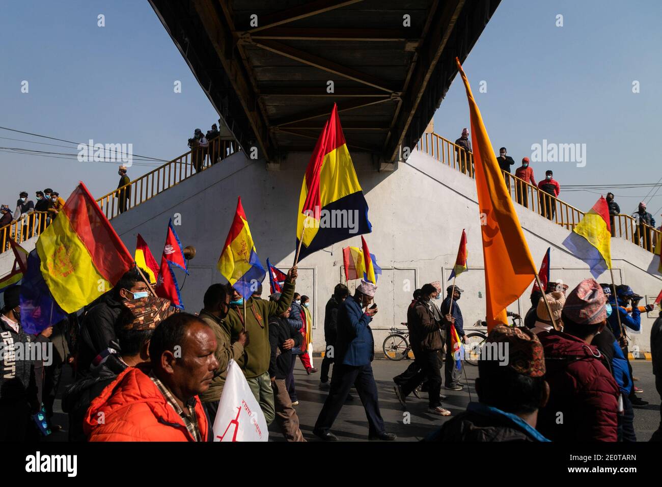 Kathmandu, Nepal. 1st Jan, 2021. Hundreds of protesters from the ...