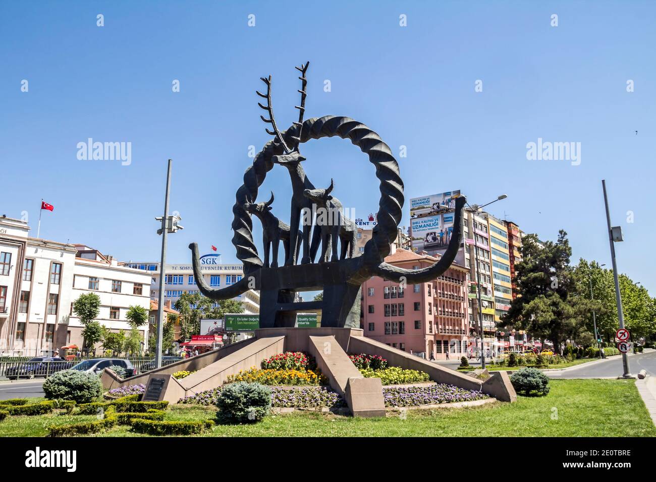 Hittite Sun sculpture in Sihhiye Square, Ankara Stock Photo - Alamy