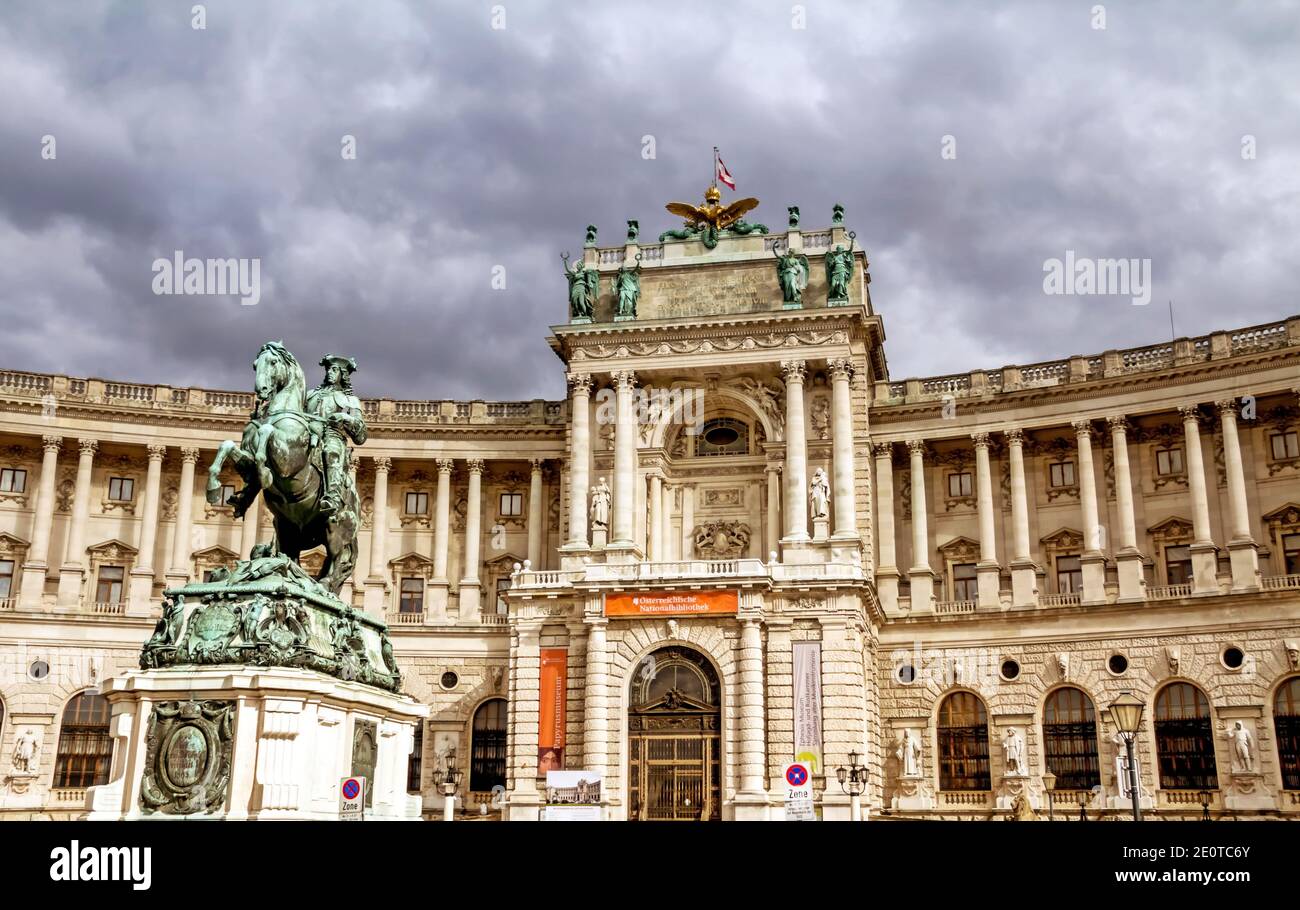 Hofburg palace and panoramic square view, in Vienna, Austria Stock ...