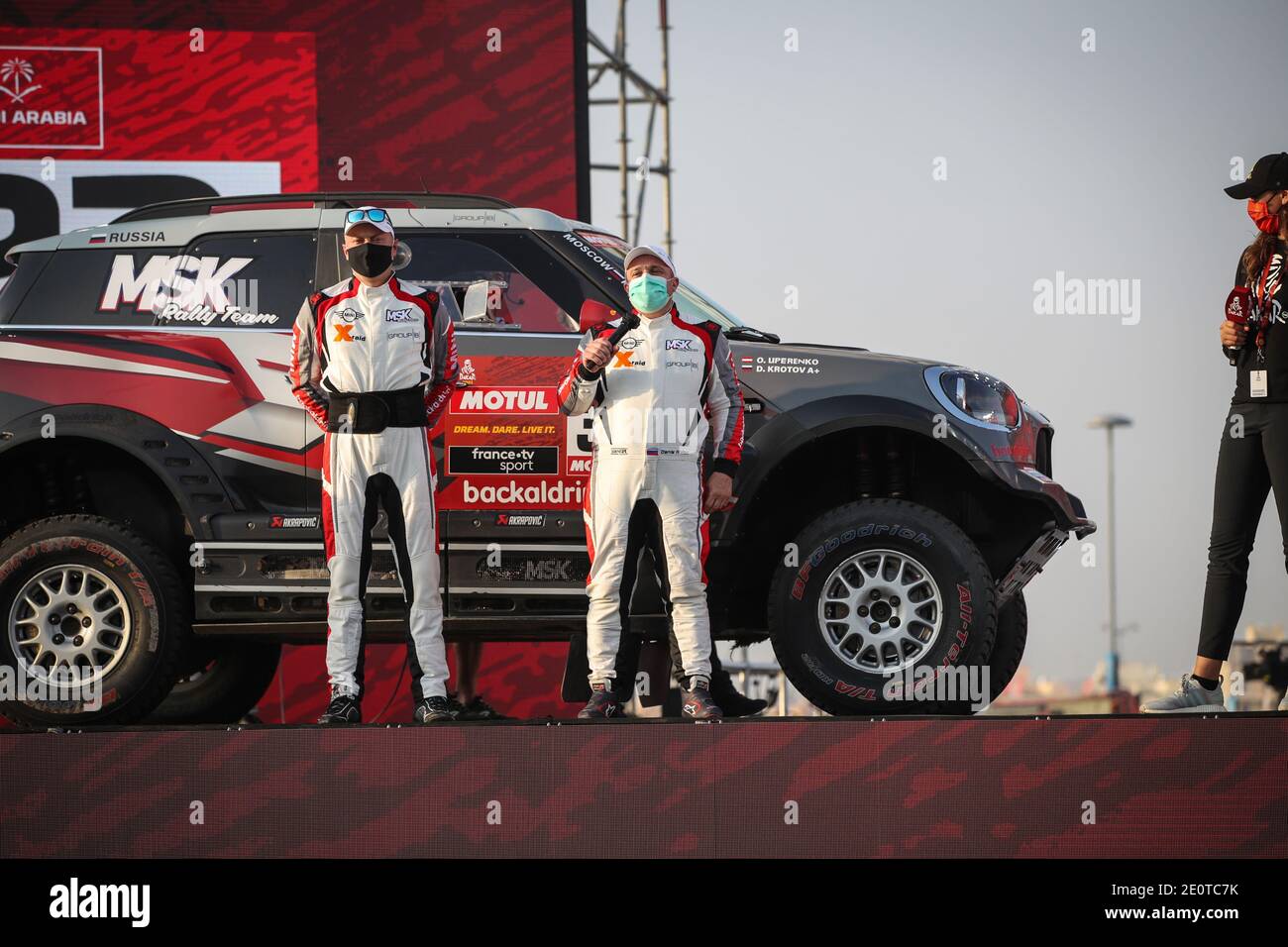 323 Krotov Denis (rus), Uperenko Oleg (lva), Mini, MSK Rally Team, Auto, actionduring the Dakar ...