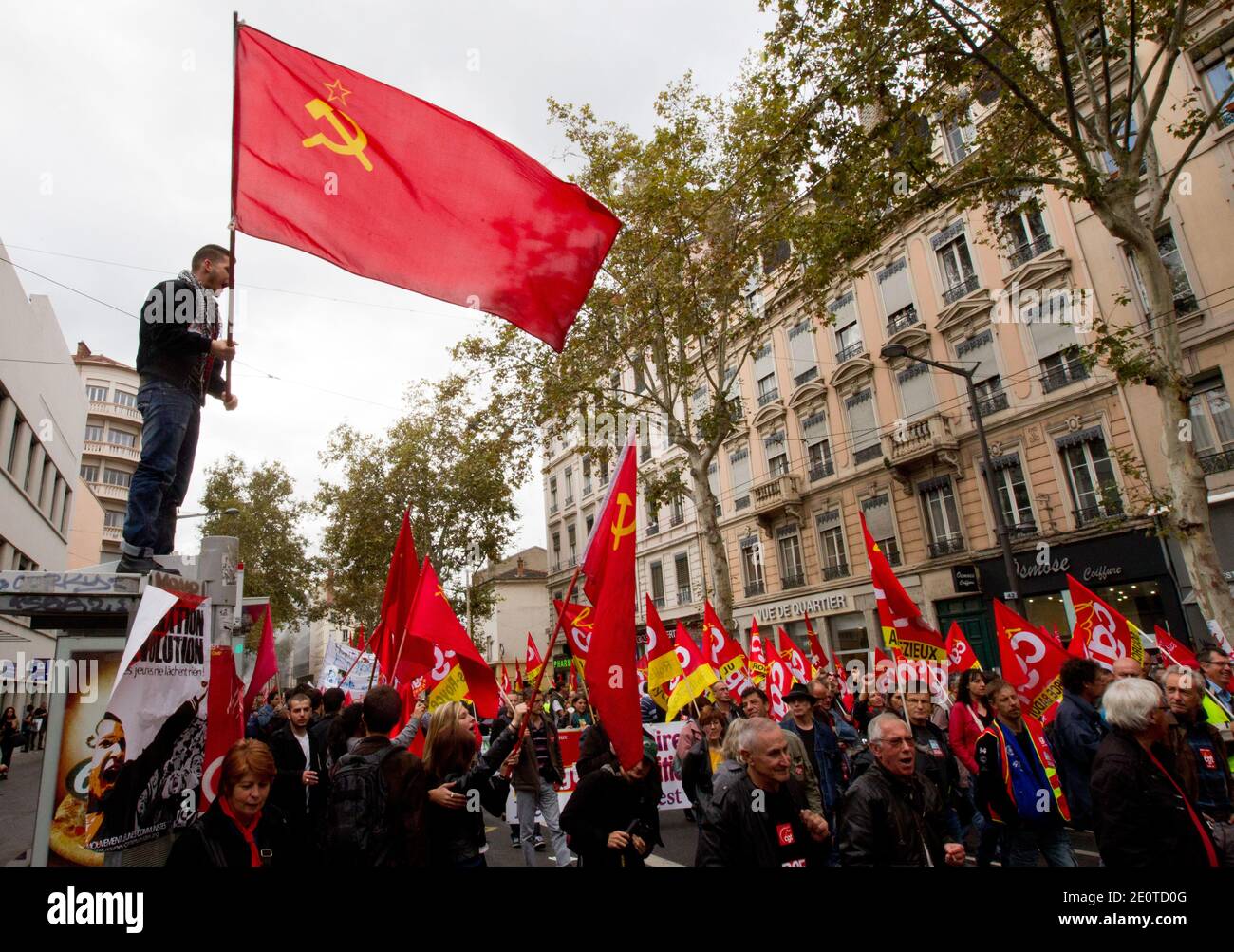 About 5000 people members of CGT trade union demonstrate for employment ...
