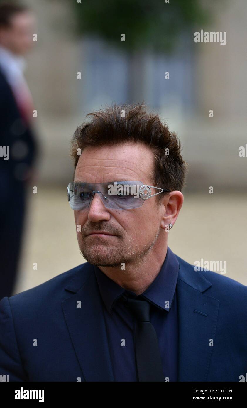 Irish musician and humanitarian activist Bono is pictured during a ...
