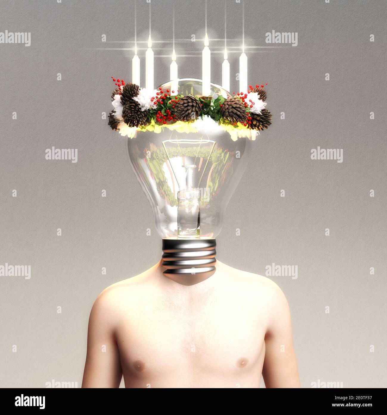 Digital 3D Illustration Of A Light Bulb Guy Stock Photo - Alamy