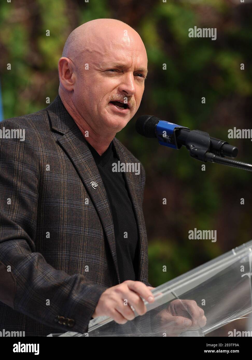 The commander of the space shuttle Endeavour, Captain Mark Kelly holds ...