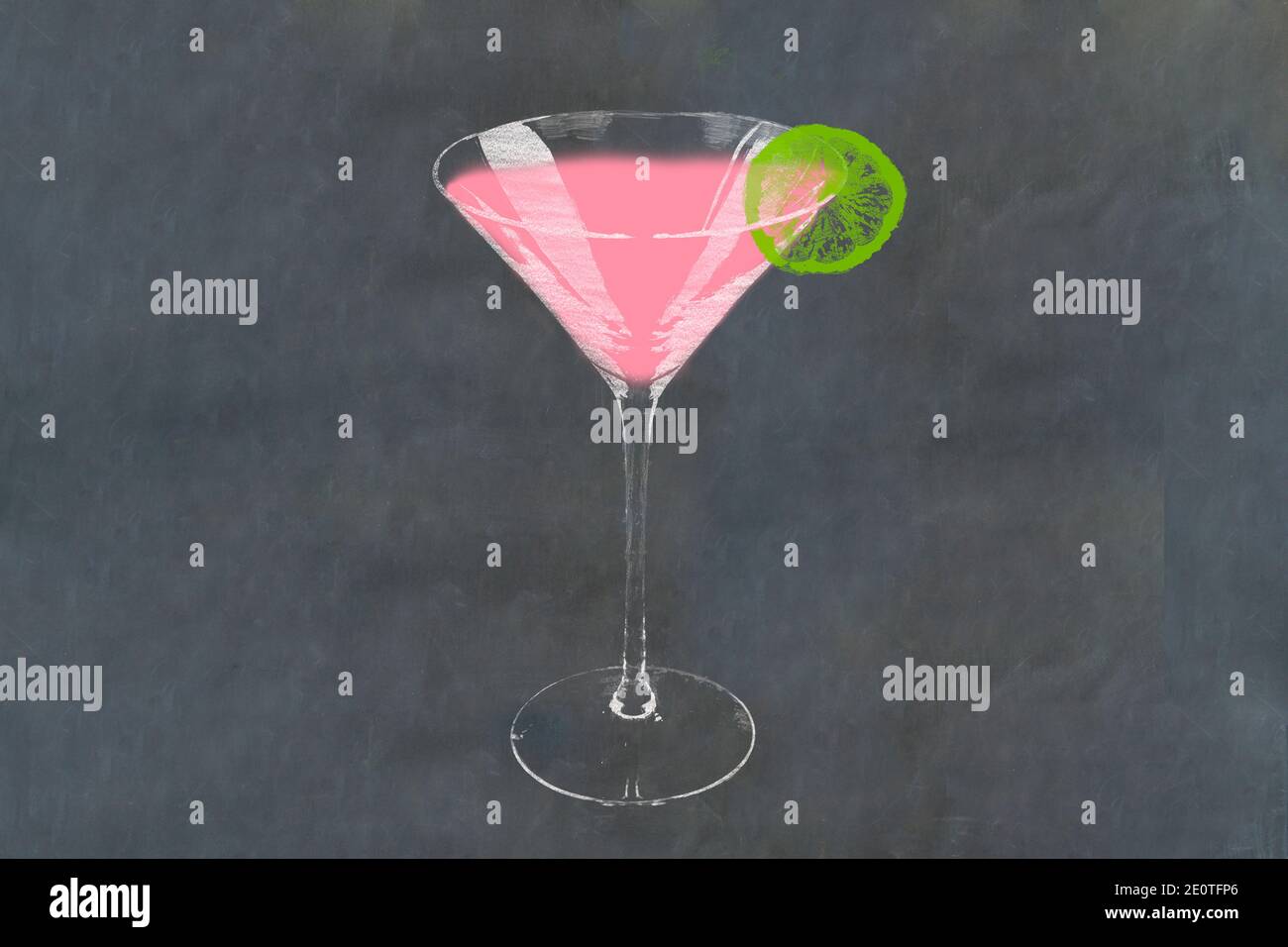 Cosmopolitan cocktail sketch on slate blackboard background Stock Photo ...