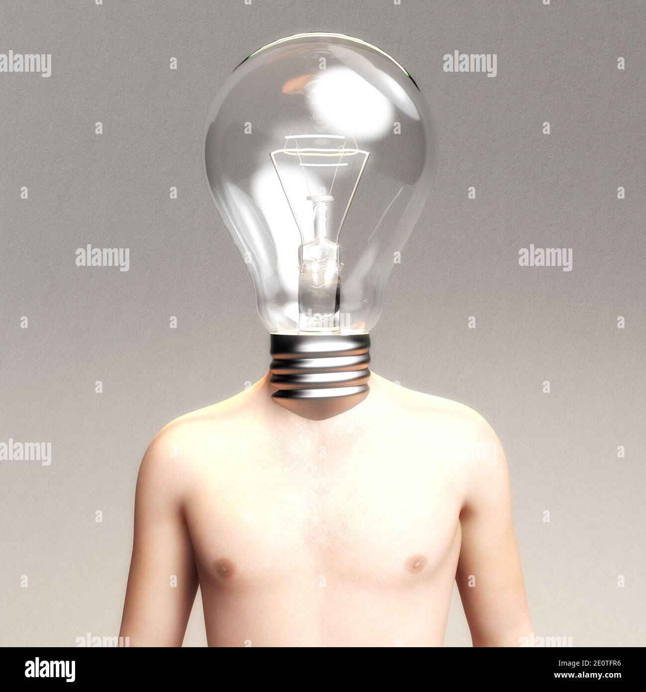 Digital 3D Illustration Of A Light Bulb Guy Stock Photo - Alamy
