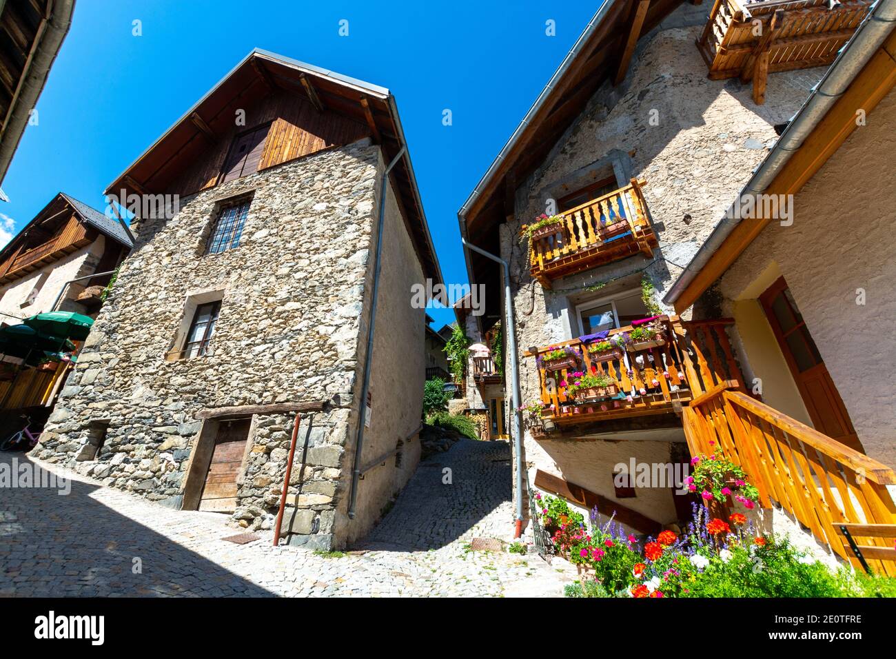 Small medieval village Venosc in French Alps in summer, Ecrins mountain ...