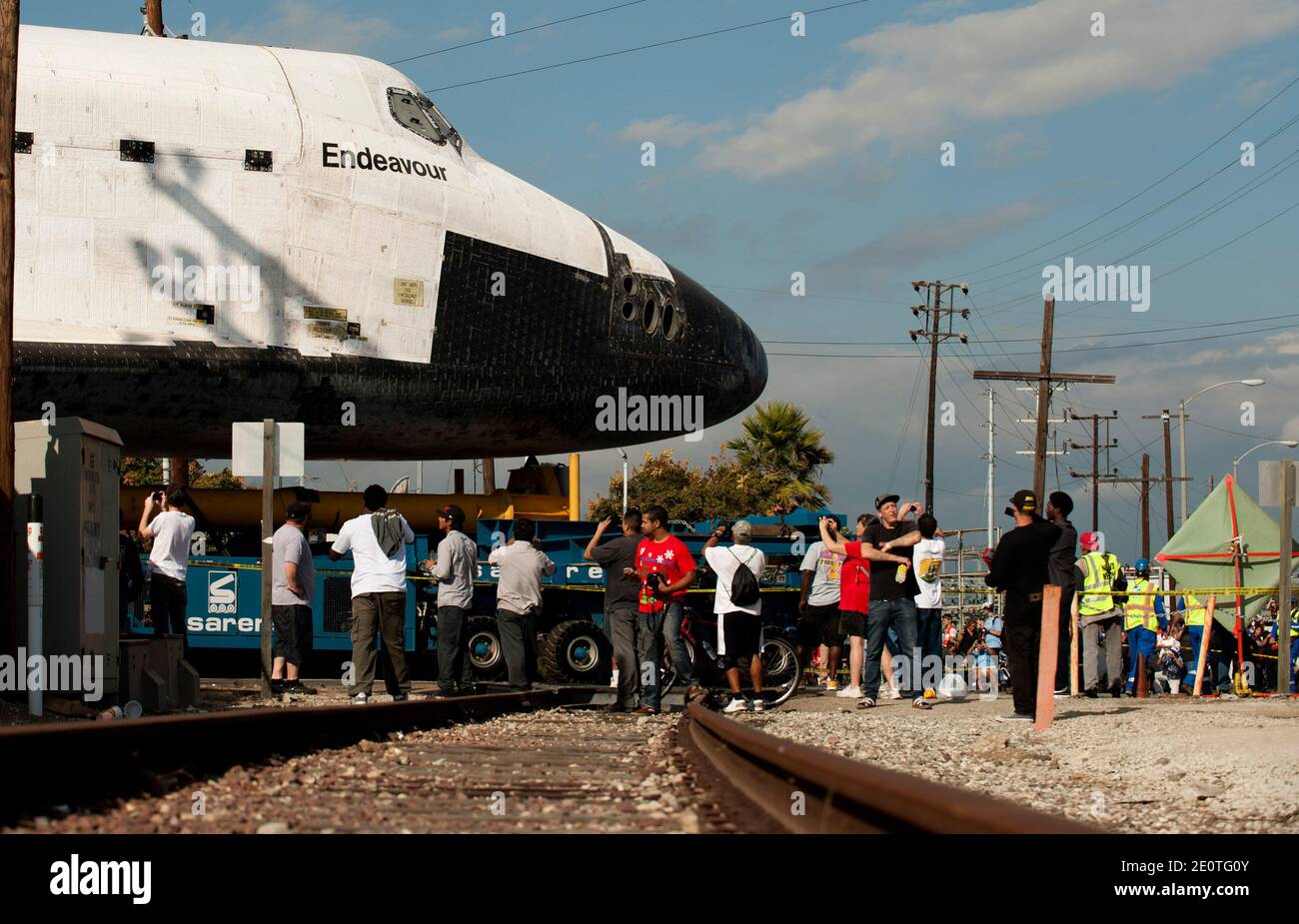 The space shuttle Endeavour is transported to the California Science ...