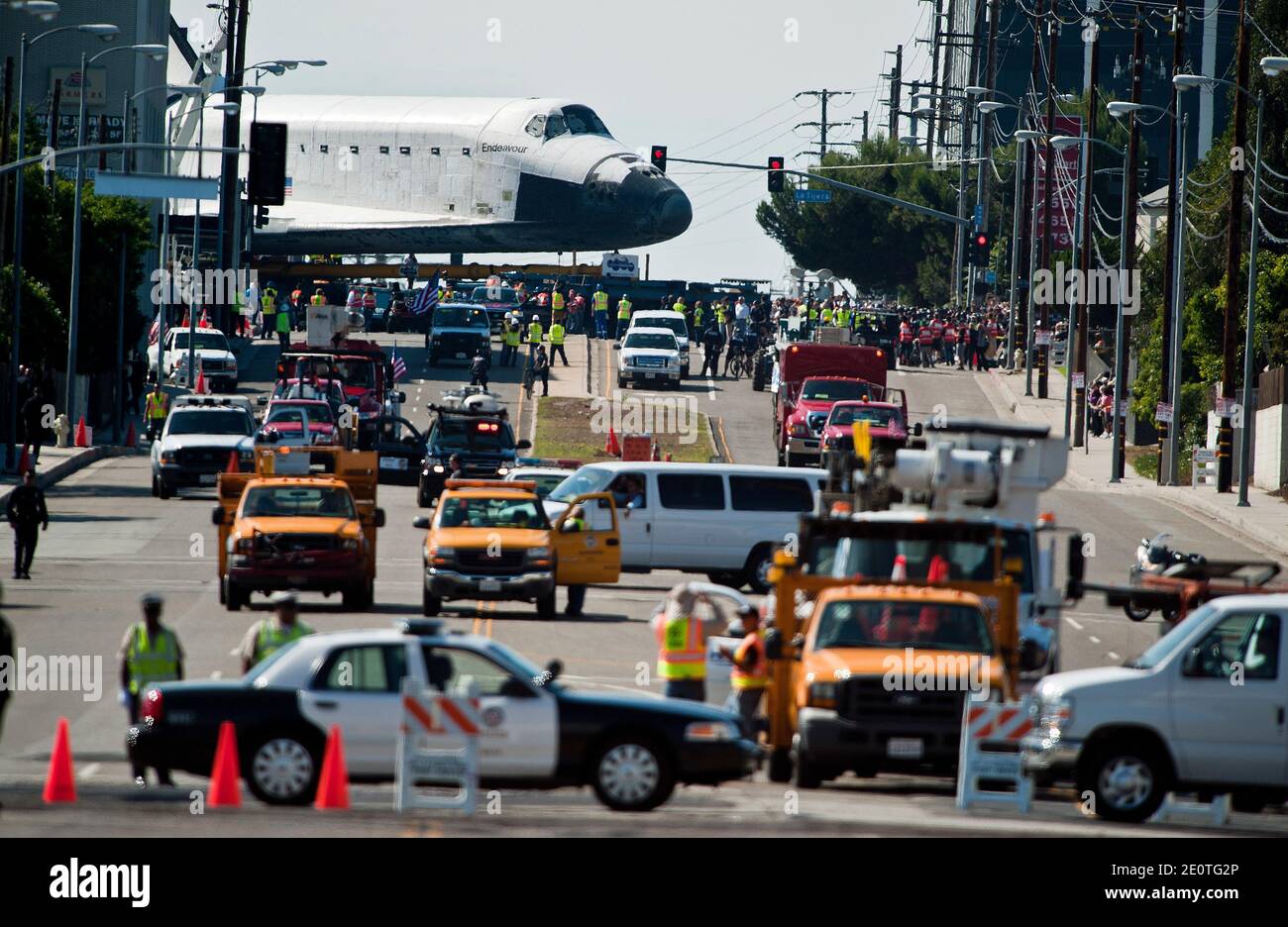 The space shuttle Endeavour is transported to the California Science ...