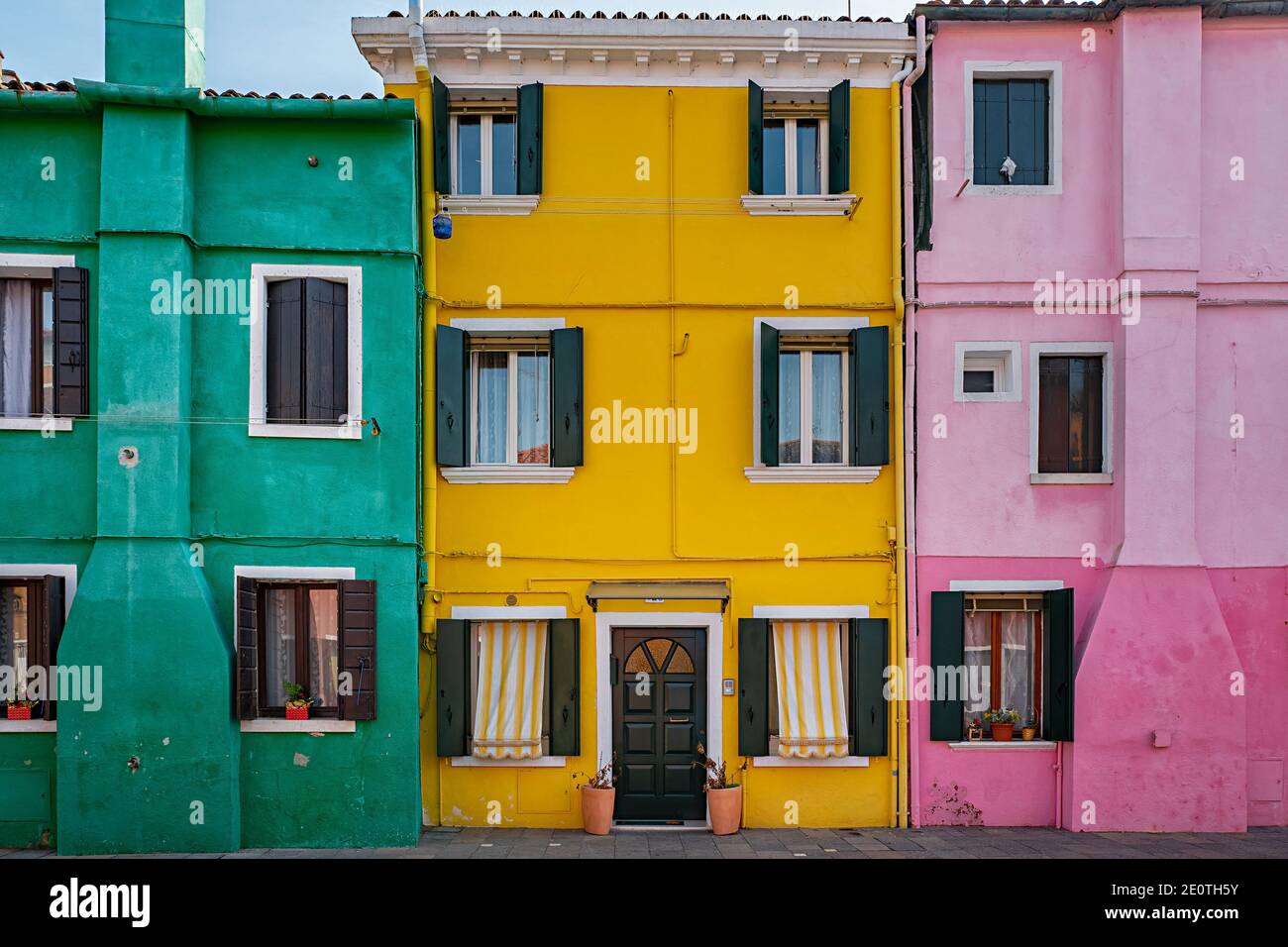 Colorful Houses On The Island Burano At Venice Stock Photo - Alamy