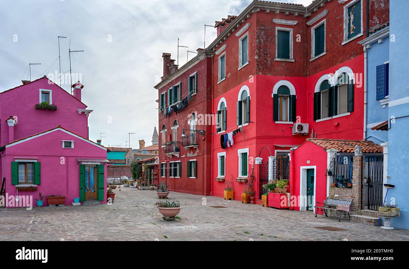Colorful Houses On The Island Burano Near Venice Stock Photo - Alamy