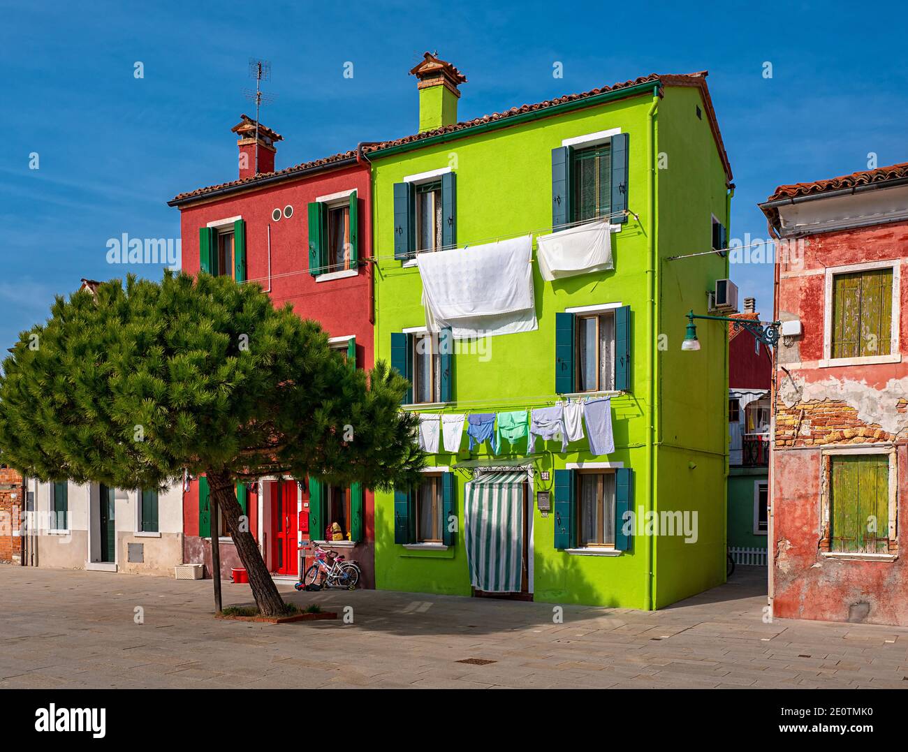 Colorful Houses On The Island Burano Near Venice Stock Photo - Alamy