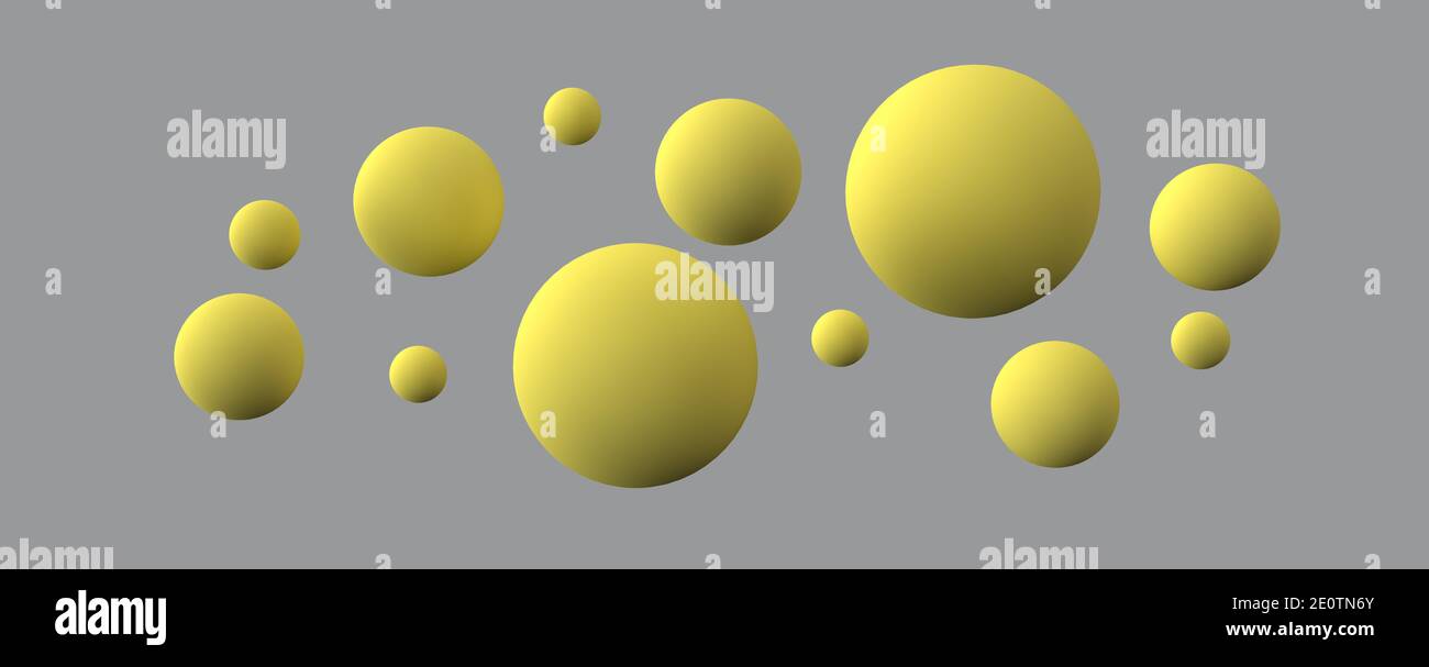yellow balls on gray background, 3d rendering Stock Photo - Alamy