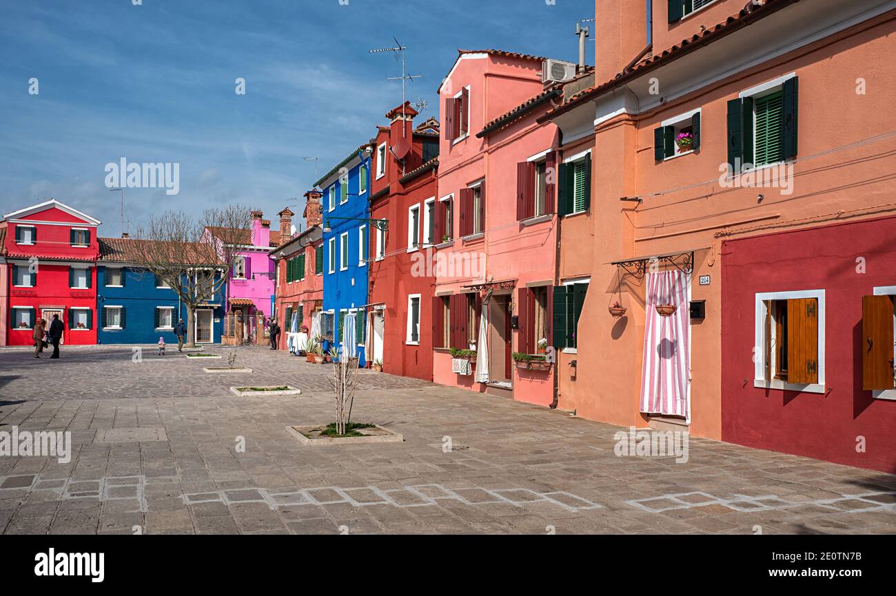 Colorful Houses On The Island Burano Near Venice Stock Photo - Alamy