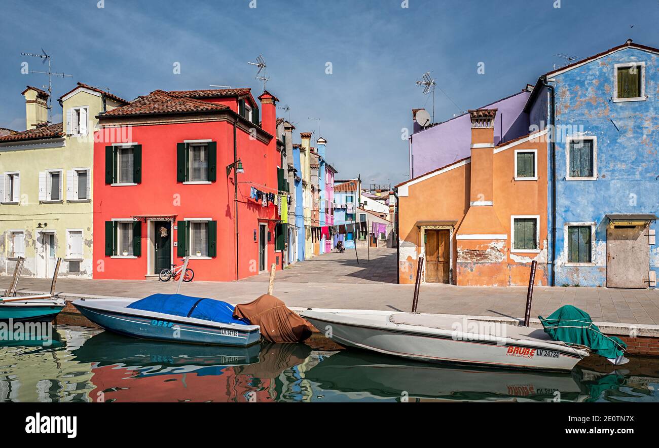 Colorful Houses On The Island Burano Near Venice Stock Photo - Alamy